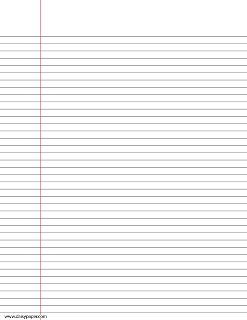 Printable Narrow Ruled Paper Daisy Paper